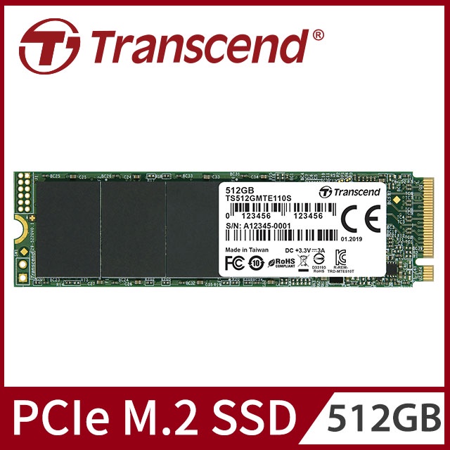 Transcend創見 512GB M.2 2280 PCIe SSD (TS512GMTE110S) | 蝦皮購物