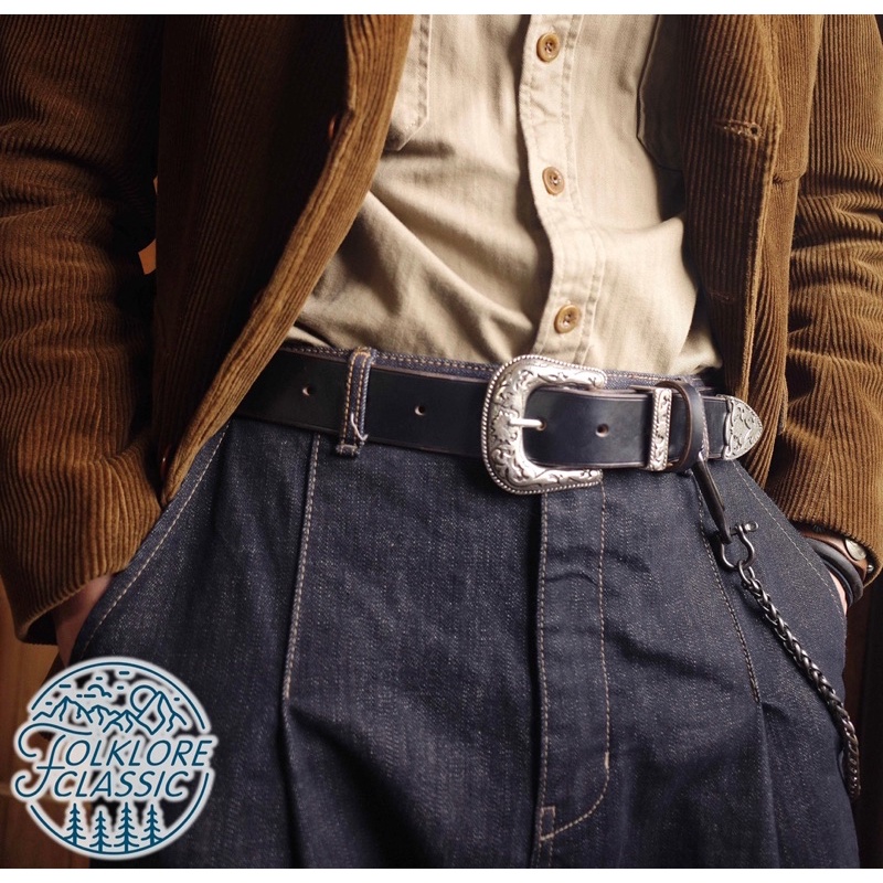 Folklore Classic 五款 頂級Horween油蠟牛皮鍍銀唐草雕花三件式西部騎兵寬版皮帶 植鞣真皮 RRL | 蝦皮購物