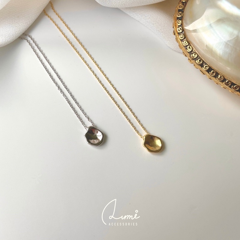 [ALUMI] 波紋圓牌｜s925純銀 波紋曲面 鎖骨項鍊 短項鍊 飾品 | 蝦皮購物