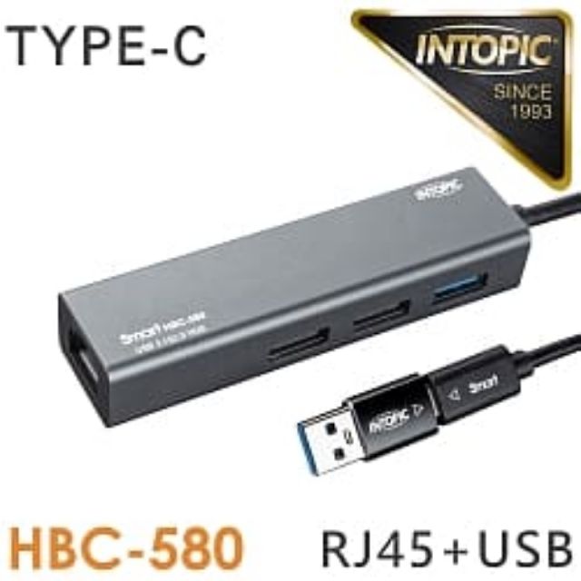≈多元化≈附發票 INTOPIC USB3.1 RJ45鋁合金 集線器 HBC-580 內建高速網卡 USB HUB | 蝦皮購物