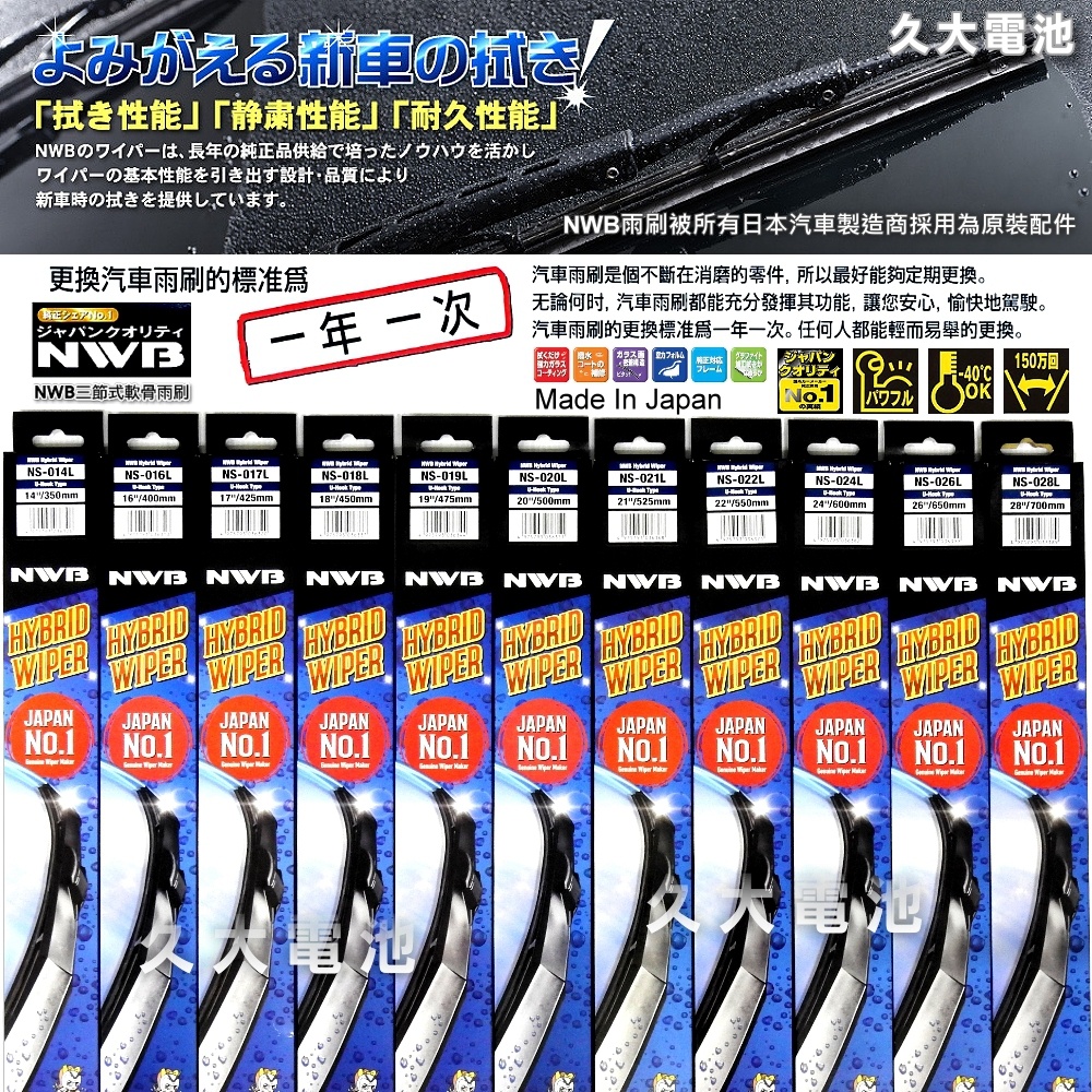 【可超取】日本 NWB NS 三節式軟骨雨刷 原廠日系車通用型雨刷 石墨覆膜雨刷 完美貼合玻璃 可換DW系列膠條 日本製 | 蝦皮購物