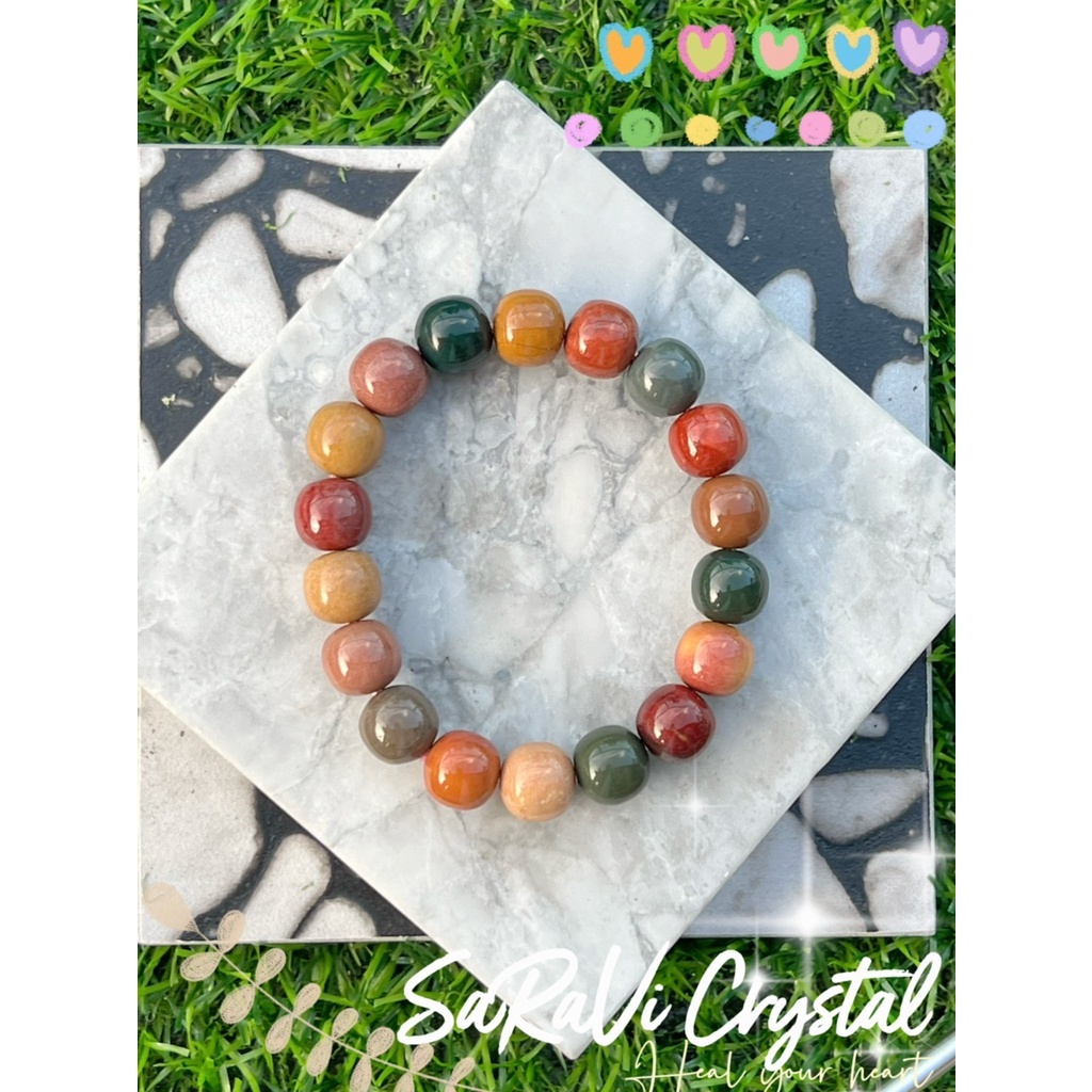 [SaRaVi crystal] 阿拉善戈壁瑪瑙-糖豆奶昔油畫風-老型珠手串11mm | 蝦皮購物