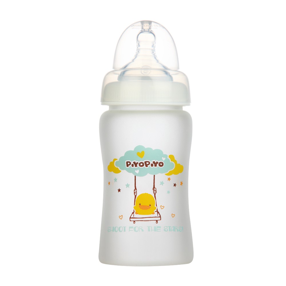 PiyoPiyo黃色小鴨 矽膠寬口玻璃奶瓶180ml｛嬰之房｝ | 蝦皮購物