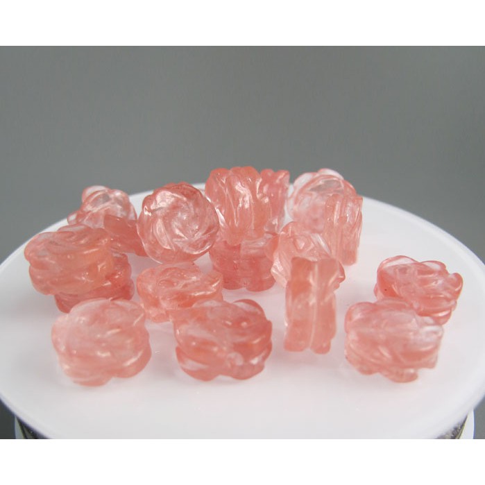 【古玩波波】天然玫瑰草莓晶散石DIY配珠7*14MM/單顆---704403 | 蝦皮購物