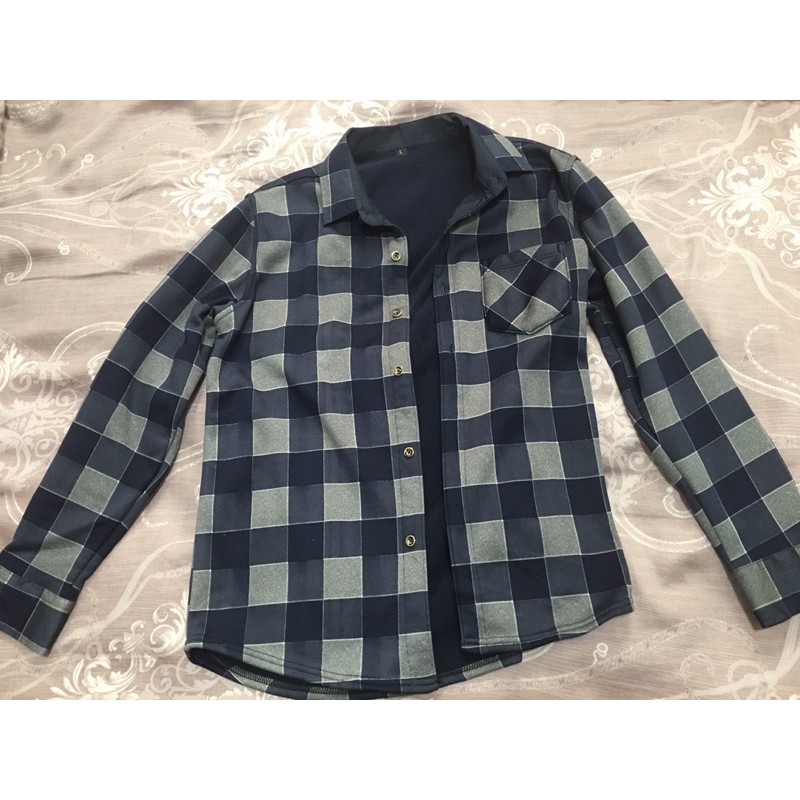刷毛內裏格紋襯衫（近全新） | 蝦皮購物