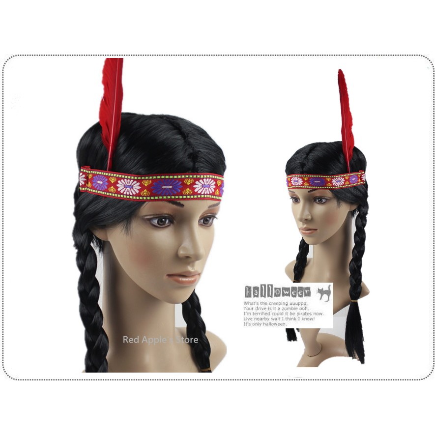 BoxN-04~現貨萬聖節.聖誕節/派對舞會表演.尾牙.感恩節印地安假髮(土人假髮)大人小孩皆可V14 | 蝦皮購物