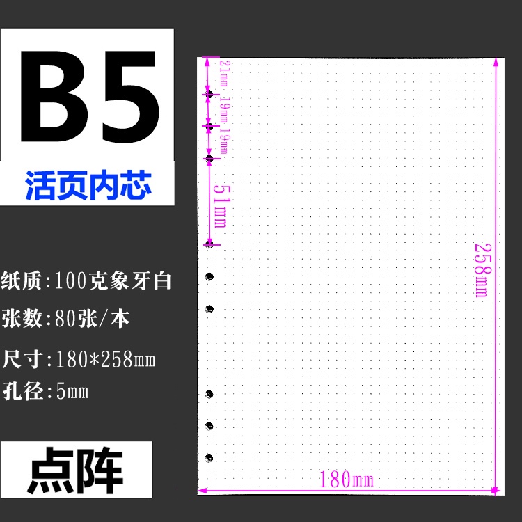 新品象牙白A5活頁本替芯6孔厚B5橫線9孔空白A4方格TODO點陣A6內頁 | 蝦皮購物
