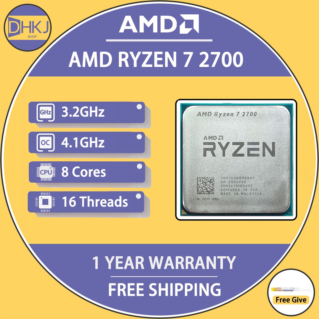 二手 AMD 銳龍 7 2700 R7 2700 3.2 GHz R7 八核 CPU 處理器 L3 = 16 m 65 | 蝦皮購物