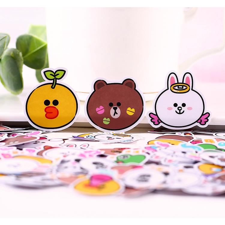 112 件/套 Line Town Friends Cony Rabbit 棕熊莎莉鴨混合貼紙 | 蝦皮購物