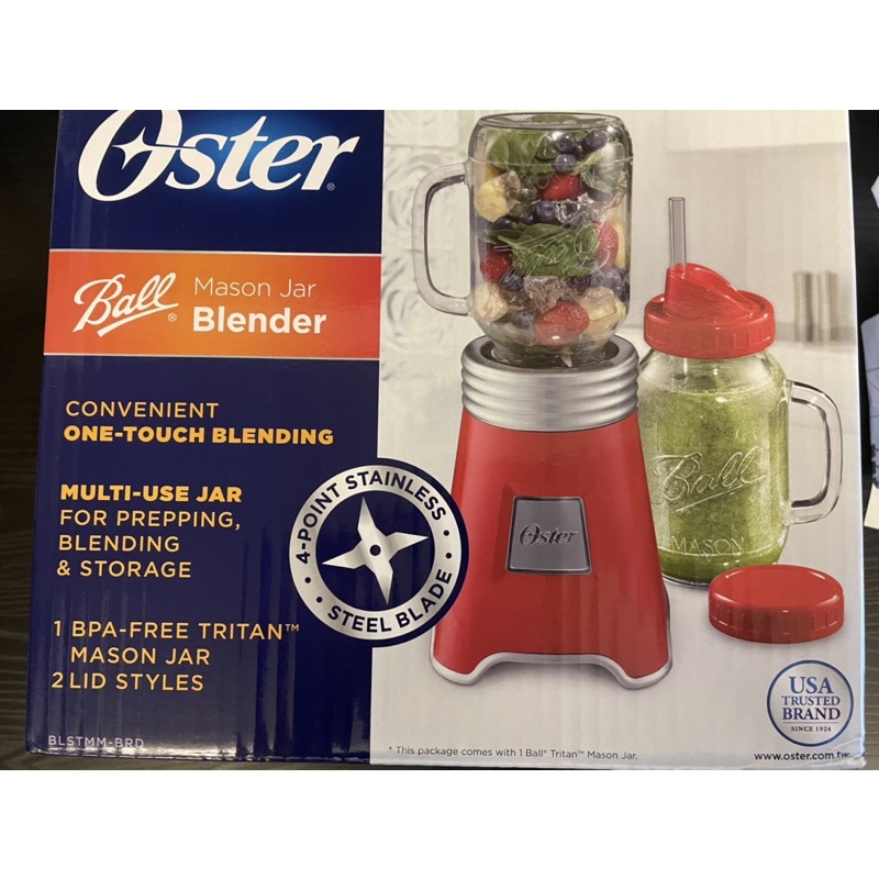 全新 Oster ball mason jar blender 果汁機 紅色 | 蝦皮購物