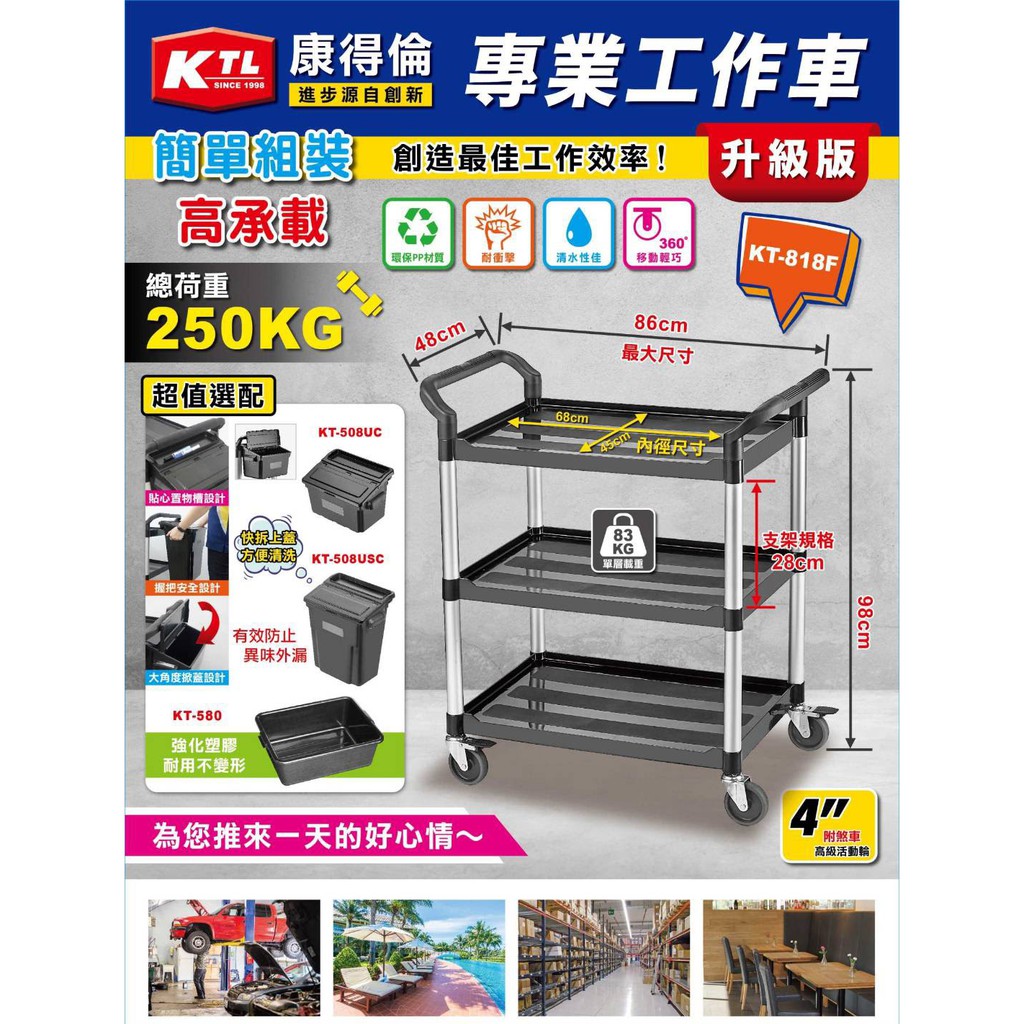 快速出貨~台灣製造~三層多功能 手推車 工作推車 手推車 工具車 餐車 房務車 收納車 回收車 工作車 置物車 清潔車 | 蝦皮購物