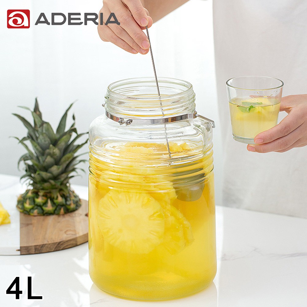 4L【ADERIA】日本進口時尚玻璃梅酒瓶 梅酒罐 醃漬罐 儲存罐 玻璃儲存罐 密封罐 提把玻璃罐《好拾物》 | 蝦皮購物
