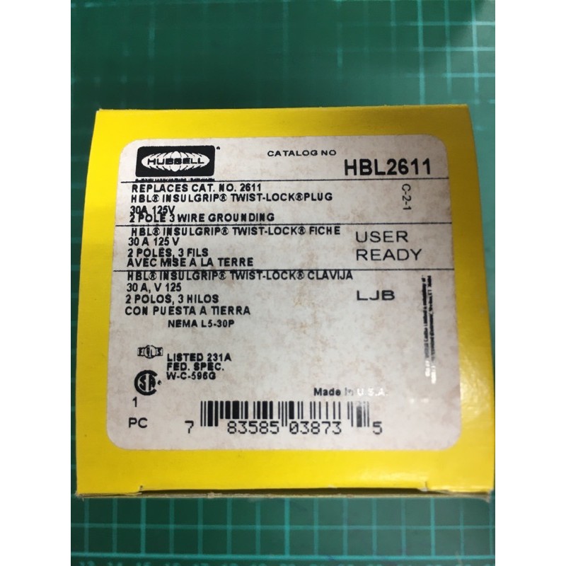 HUBBELL NEMA L5-30P HBL2611 LOCK型插頭 | 蝦皮購物