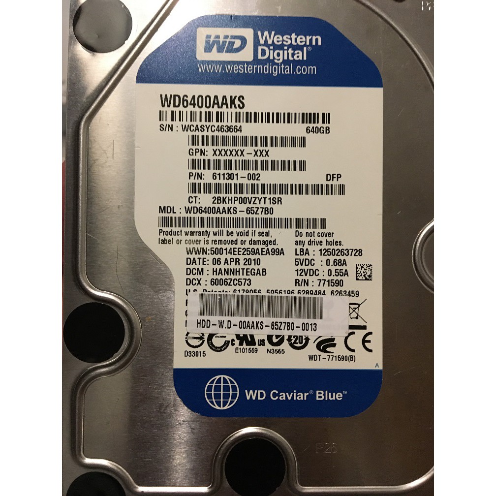 WD 3.5吋硬碟 640G 拆機硬碟 使用時數少 有C6警告 已反應價格 | 蝦皮購物
