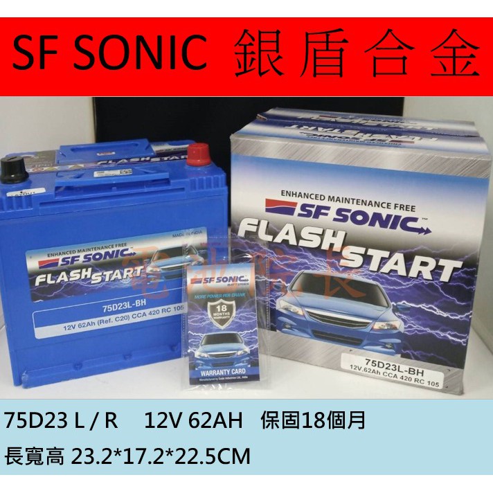 電池院長 藍霸 75D23 SF 75D23L 75D23R 保固18個月 銀盾超合金 SF SONIC 超音速 | 蝦皮購物