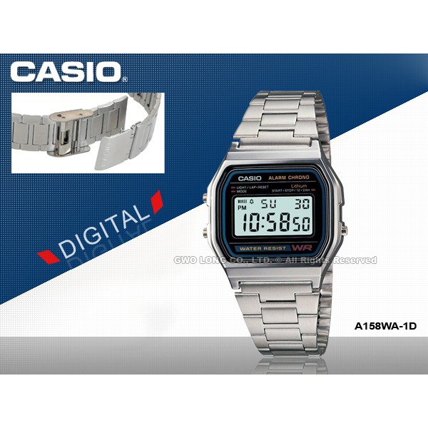 CASIO A158WA-1D DIGITAL系列復古數字電子型男錶 A158WA-1 國隆手錶專賣店 | 蝦皮購物