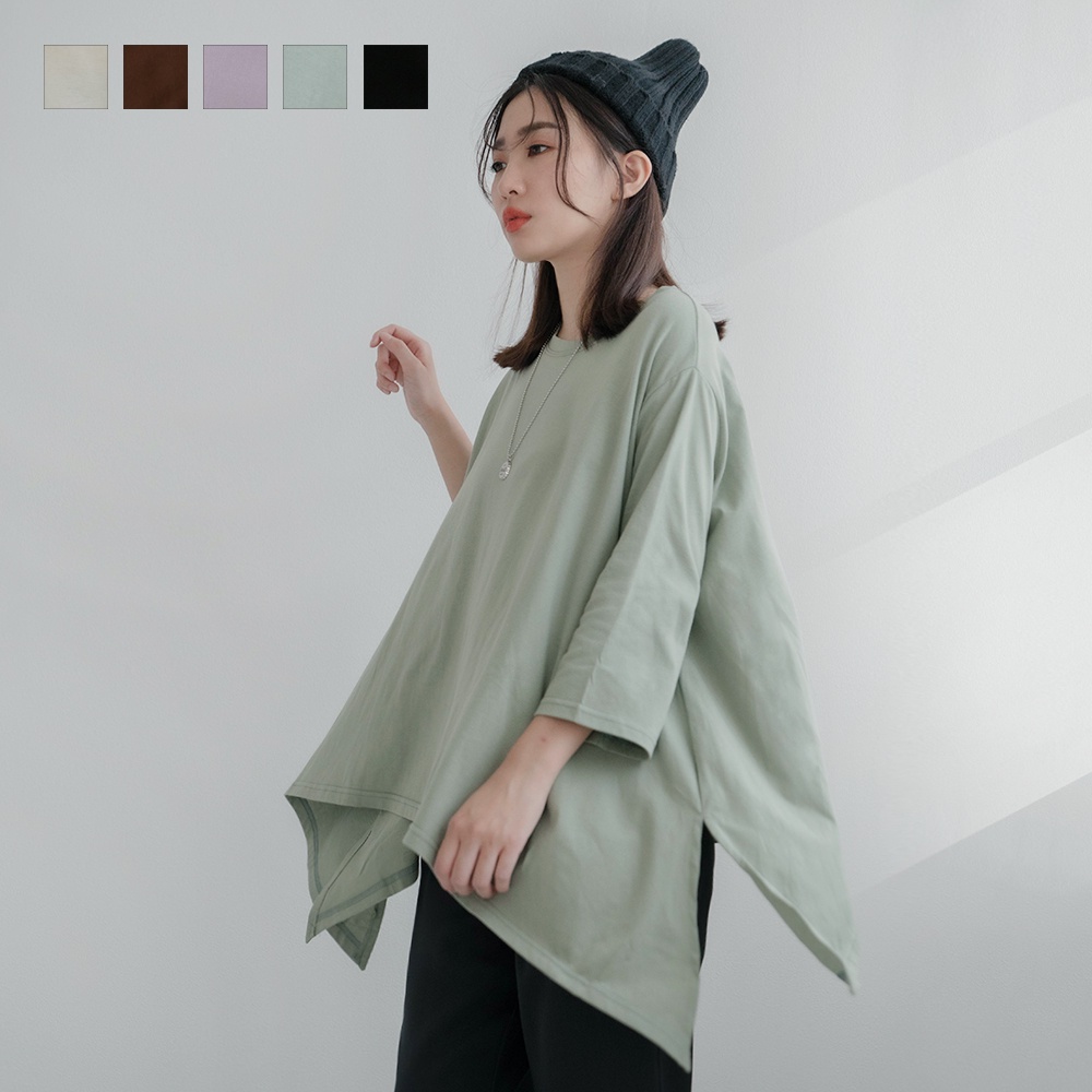 MIUSTAR 正韓 側邊開衩寬鬆素面棉質上衣(共5色) 0214 預購【NL0795RE】 | 蝦皮購物