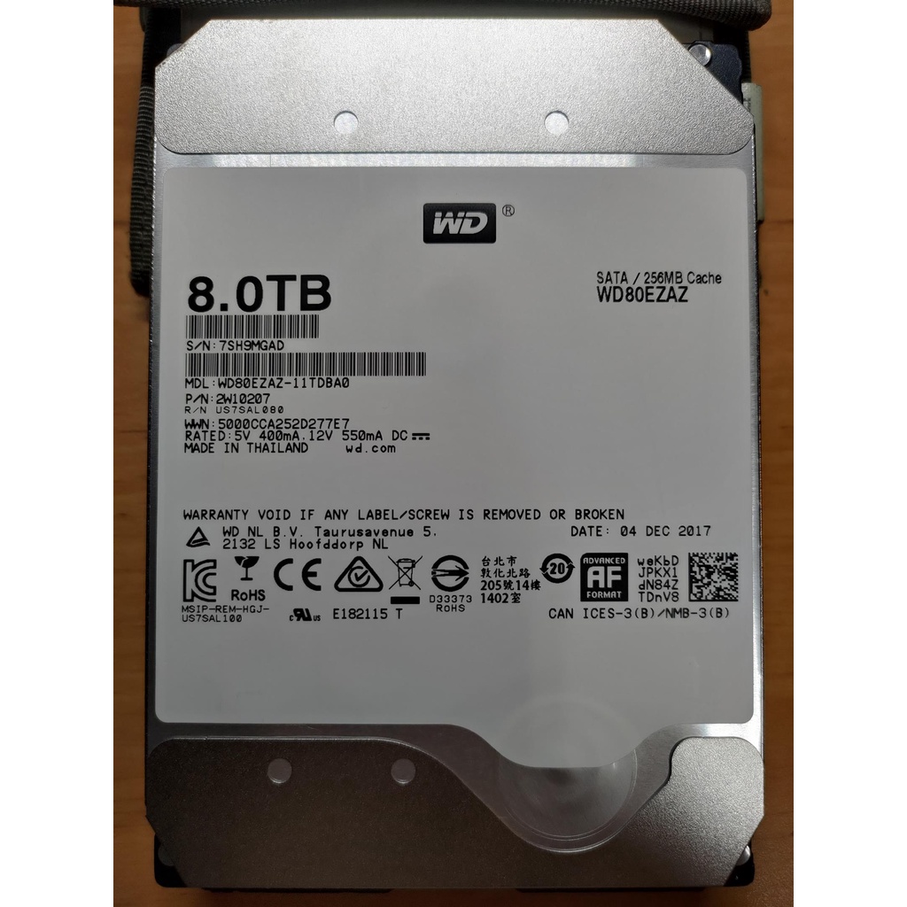WD 8TB WD80EZAZ 3.5吋 硬碟 PMR 氦氣碟 US7SAL100 DC HC510 7SH9MGAD | 蝦皮購物