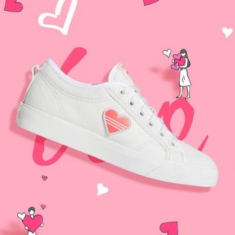 ADIDAS ORIGINALS NIZZA TREFOIL 白色 愛心 情人節 帆布 小白鞋 女鞋 EF5074 | 蝦皮購物