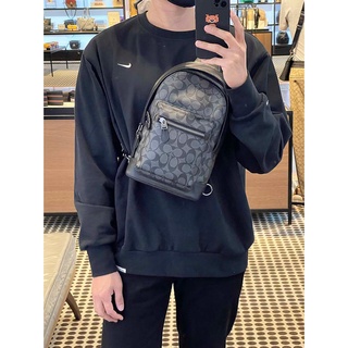 【現貨】美國代購 🇺🇸 Coach 男款 West Pack 皮革 男士 老花 腰包 肩背包 側背包 斜跨包 | 蝦皮購物