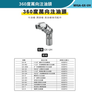 【五金人】威力鋼 WIGA GX-UH 360度萬向注油頭 潤滑槍 注油頭 黃油槍 | 蝦皮購物