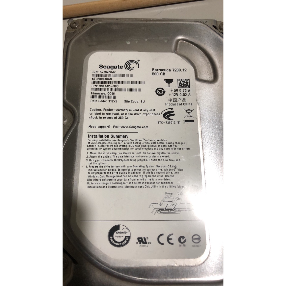 故障硬碟 希捷 Seagate 500G 維修 零件用 報帳用 ST3500418AS 維修主機板 CC46 | 蝦皮購物