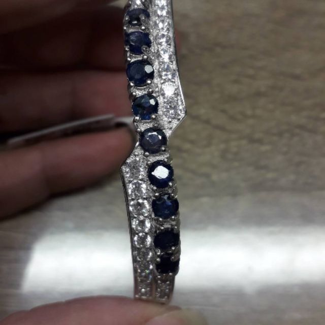 藍寶石手鐲 【重量】大約 4_5m因為已經鑲嵌無法準確測量 【材質】s925銀豪華鑲嵌款式 | 蝦皮購物