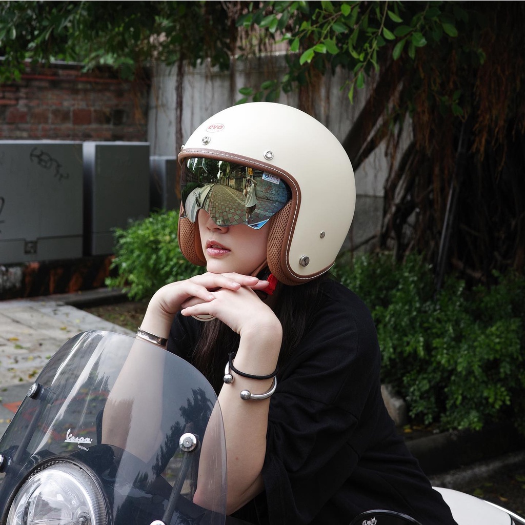 ☆BSTN☆ EVO CA312 艾莉莎安全帽 電鍍內鏡式 透氣咖啡內襯 全拆式 車線邊 金屬齒排扣 消光 (一件含運) | 蝦皮購物