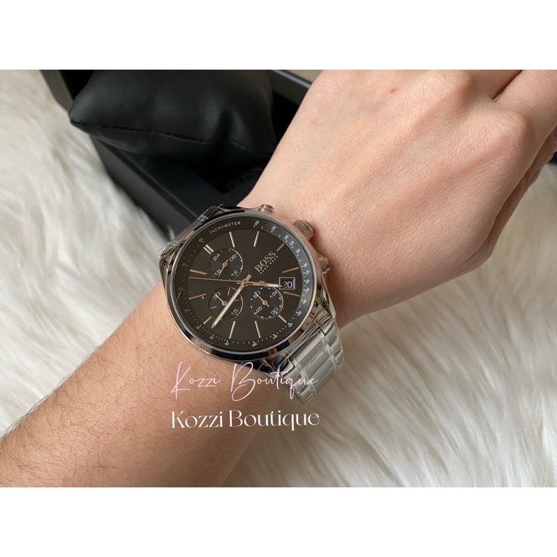 Hugo Boss 43mm 三眼 鋼帶 銀色 黑錶盤 手錶 HB1513477 boss 手錶 | 蝦皮購物