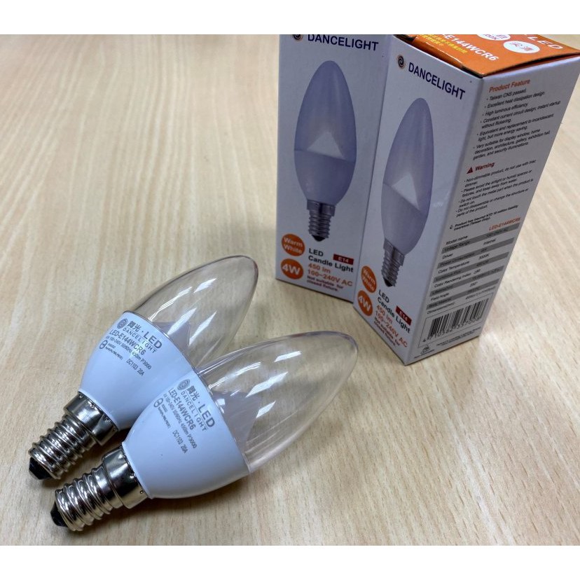 DANCELIGHT 舞光 LED E14 4W 羅浮宮 蠟燭燈 (3000K黃光 / 6000K白光) 全電壓 | 蝦皮購物