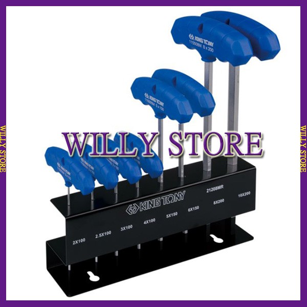 【WILLY STORE】KING TONY 21208SR 英制 附鐵架 T型六角板手組 8件式 T把六角扳手組 8支 | 蝦皮購物