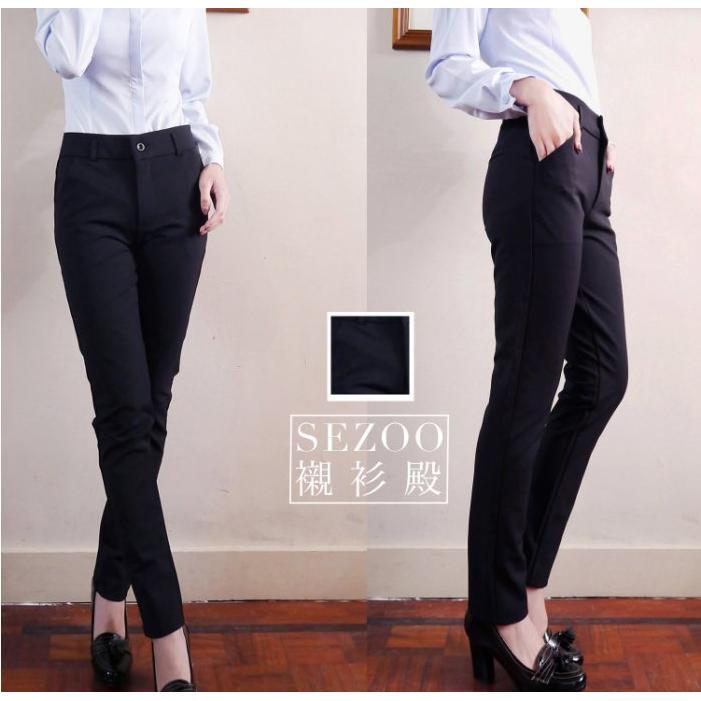 實體店現貨女西裝褲-可繫皮帶彈性伸縮窄版小直筒《SEZOO襯衫殿》001700300 | 蝦皮購物