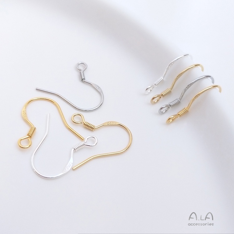 Ala0108-(銅制品）Ala-s925-通體純銀耳鉤鍍18K真金色白金14K鍍金（薄層）保色耳環配件diy手工材料 | 蝦皮購物