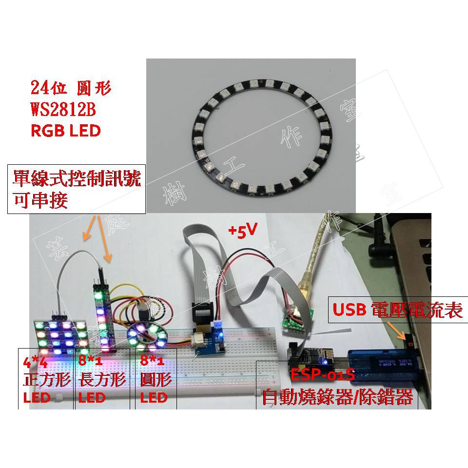 [芸庭樹] WS2812B 24位 圓形 RGB 5050 LED Arduino ESP8266 ESP32 | 蝦皮購物