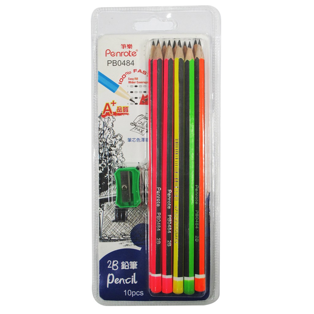 筆樂PENROTE★2B繪圖鉛筆/螢光/PB0484 | 蝦皮購物