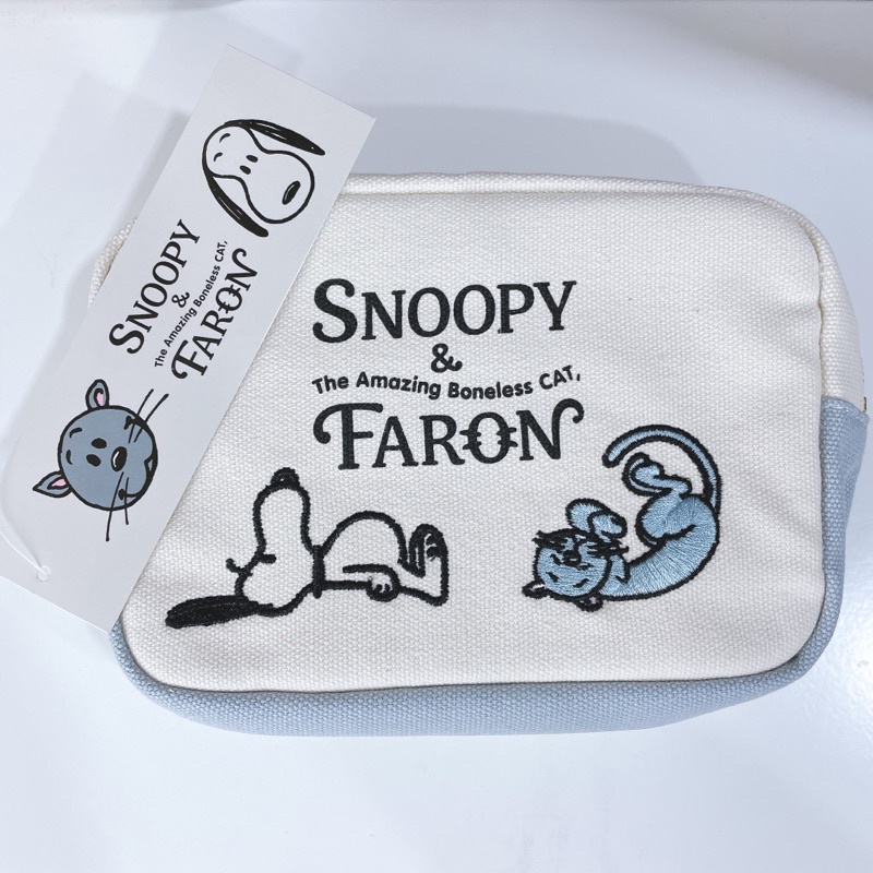 (全新)SNOOPY史努比與貓朋友法羅恩(Faron)化妝包 收納包 | 蝦皮購物