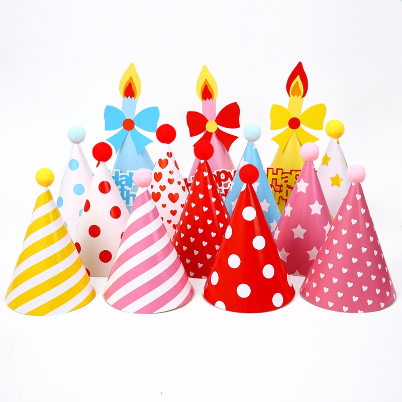 【24h出貨】韓國ins風火焰生日帽兒童一次性DIY毛球生日帽生日派對裝飾用品 | 蝦皮購物