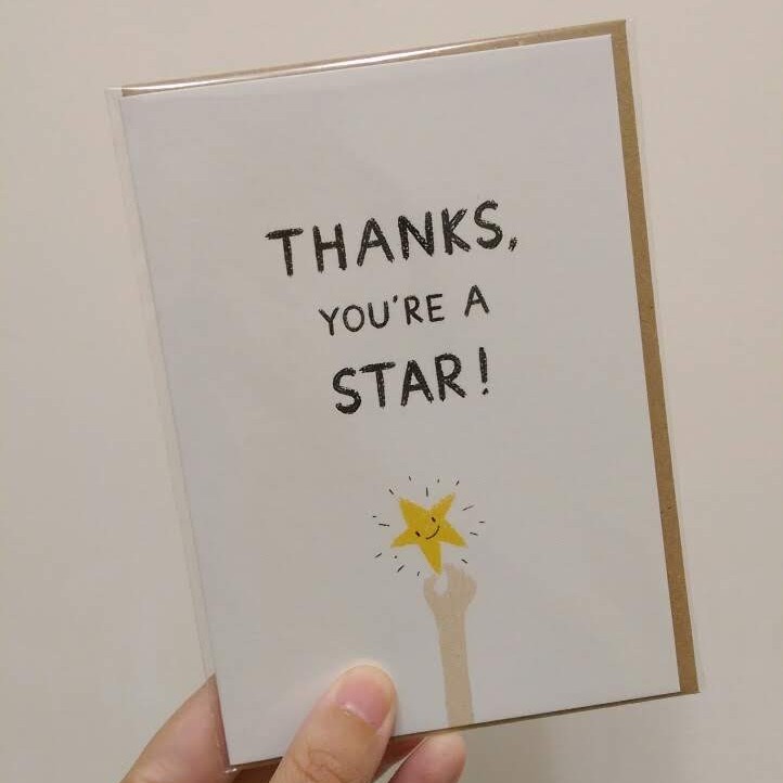 【英現貨】Thank You Gold Star Greeting Card 謝謝你金星 賀卡 A6 ohhdeer | 蝦皮購物