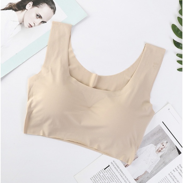 Onedays 日本安心內衣 一片式冰絲寬肩無痕無鋼圈背心 內衣 小可愛 睡衣 運動瑜珈睡眠 大尺碼厚墊防外擴 C998 | 蝦皮購物