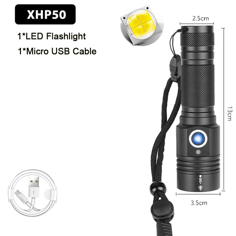 8000流明超強XHP70.2 LED變焦手電筒26650手電筒XLamp XHP50 USB可充電燈18650電池 | 蝦皮購物