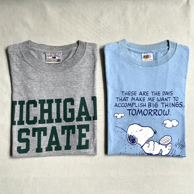 美國經典 Michigan State Tee 密西根州大 大學服 / Snoopy 短T 水果牌 二手 vintage | 蝦皮購物