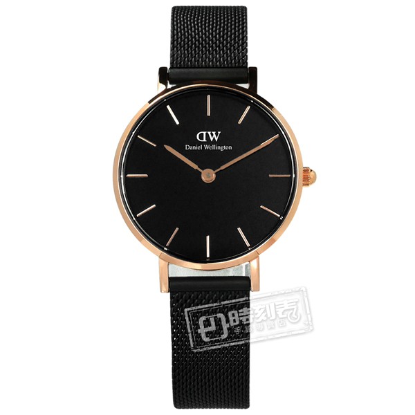 DW Daniel Wellington / DW00100245 / 經典米蘭編織不鏽鋼手錶 玫瑰金x鍍黑 28mm | 蝦皮購物