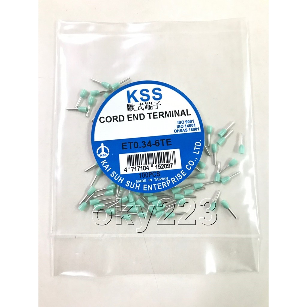 ET 0.34 -6 歐式端子 KSS 凱士士 套筒 壓著 銅套 端子 銅套 壓接 布達不七 oky223 1506 | 蝦皮購物