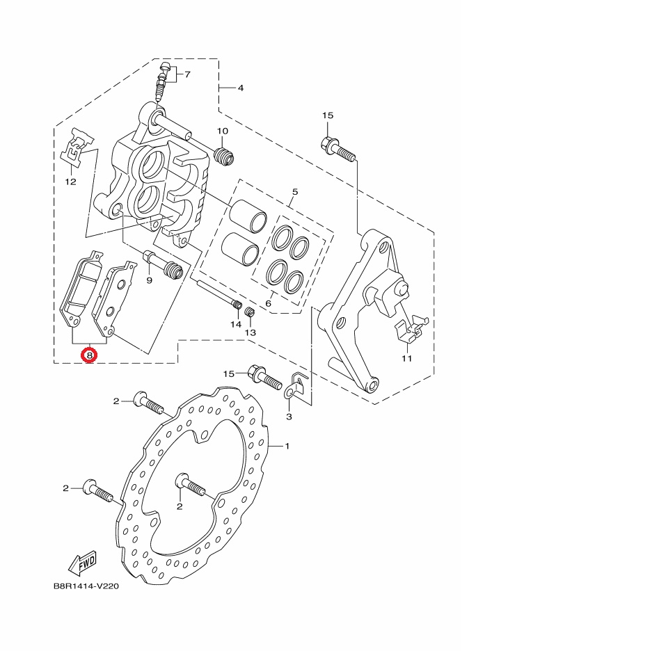 YAMAHA 原廠 新勁戰 六代 BWS 7期 水冷 前 碟煞皮 前剎車片組 料號：B8R-W0045-00 | 蝦皮購物