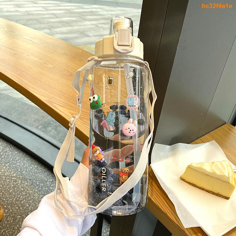 運動水壺 2000ml 水壺 大水壺 吸管水壺 2000cc 水壺 2L超大容量水杯健身太空杯子透明水壺 彈跳水壺斜背帶 | 蝦皮購物