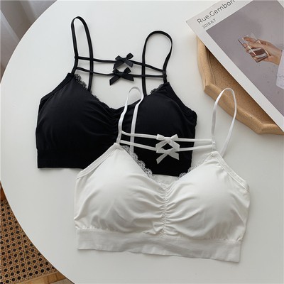 內搭 美背 小可愛實拍 2021春季新款蝴蝶結外穿性感無袖短內搭心機上衣小吊帶背心.3F051.愛尚依人 | 蝦皮購物