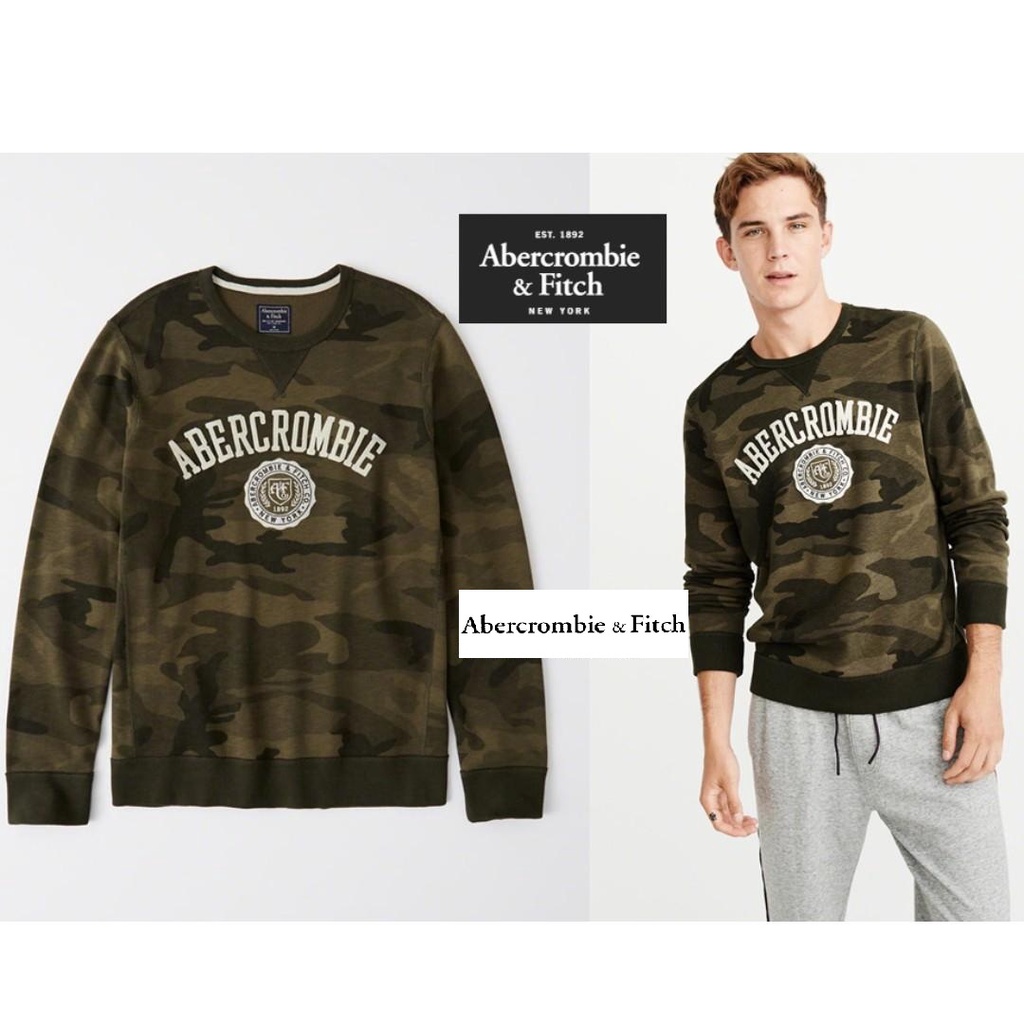 §上鉌嚴選 A&F Abercrombie&Fitch Graphic Logo Sweatshirt 貼布大學T-迷彩 | 蝦皮購物