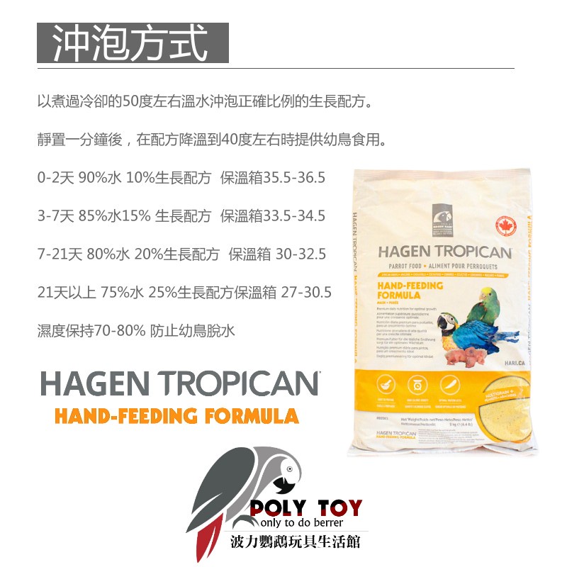 (原裝賣場) 哈根 Tropican Hand-Feeding Formula 鸚鵡 幼鳥奶粉 波力鸚鵡玩具生活館 | 蝦皮購物