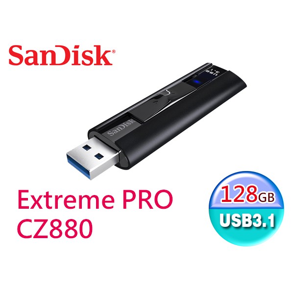公司貨 Sandisk Extreme PRO CZ880 128G 128GB 鋁鎂合金伸縮 隨身碟 USB3.1 | 蝦皮購物