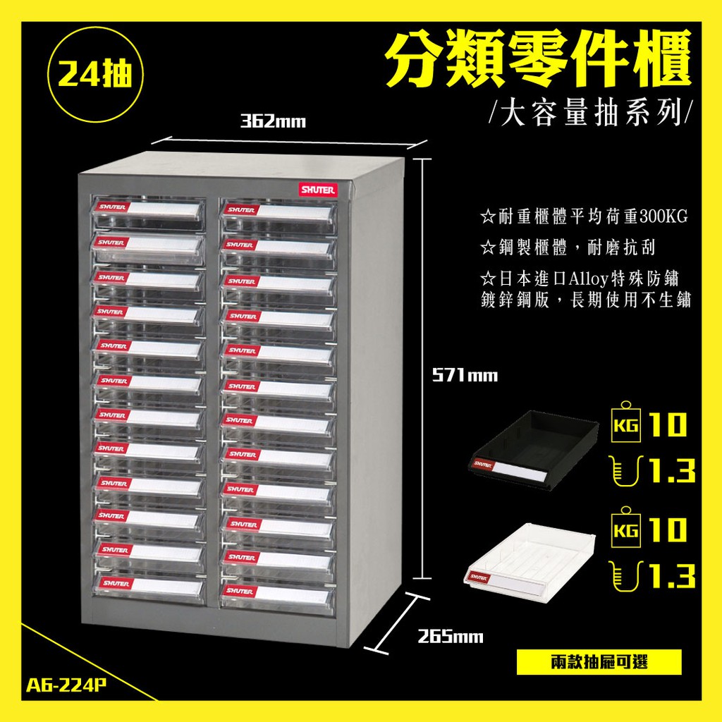【工業型耐重物料櫃】樹德 零件櫃 A6-224P 24格抽屜/五金材料櫃 工具櫃 螺絲櫃 收納櫃 鍍鋅鋼板 | 蝦皮購物